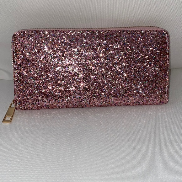 Bags | Barbie Pink Glitter Wallet W Gold Zipper | Poshmark